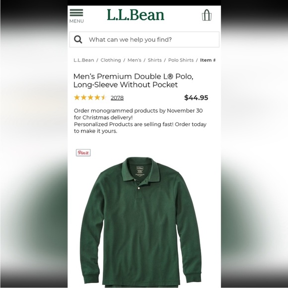 L L Bean Shirts Ll Bean Mens Premium Double L Polo Longsleeve